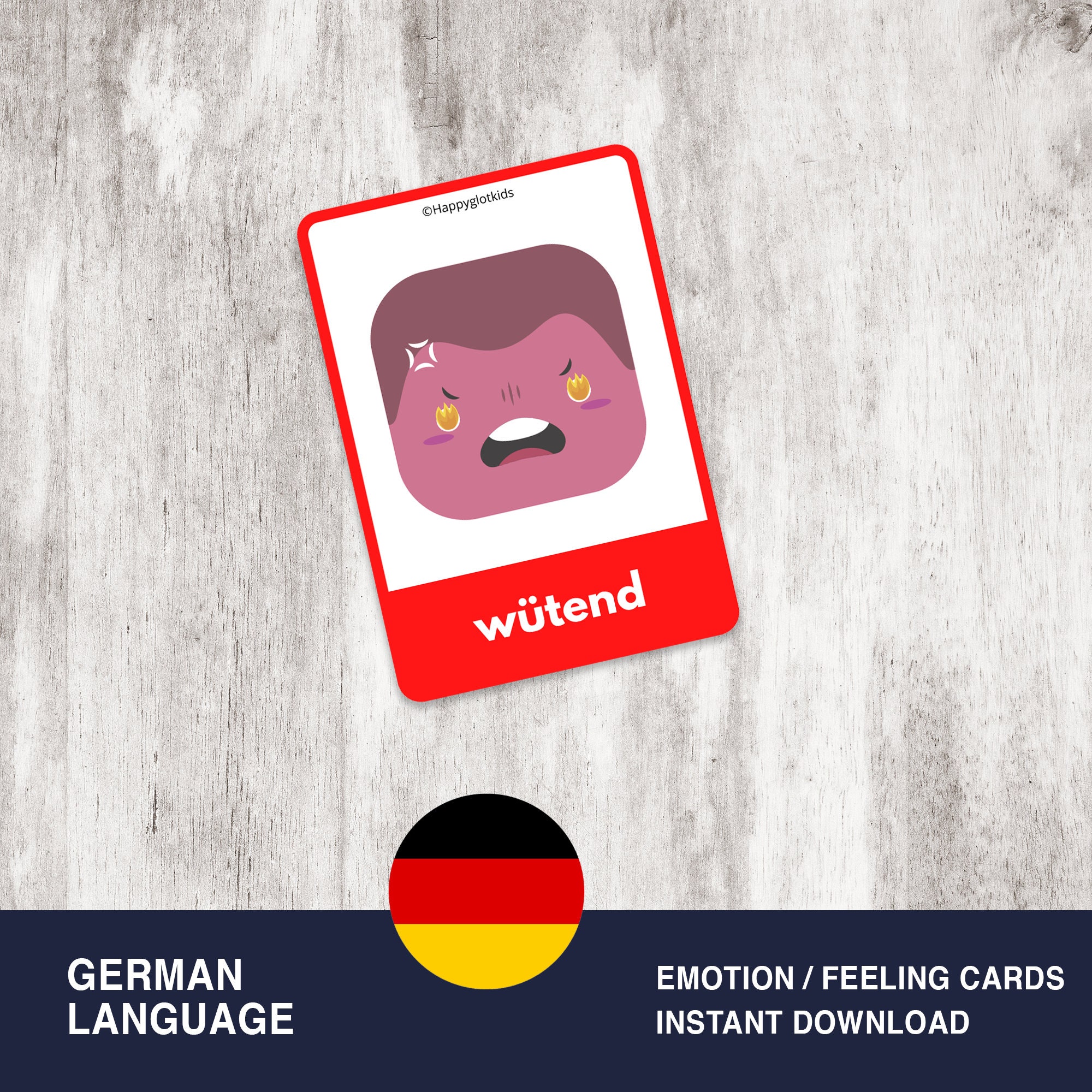 German Emotion Feeling Cards German Flashcards Playroom Decor ...
