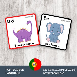 Portuguese Animal Alphabet Cards | Portuguese Alphabet Flashcards ...