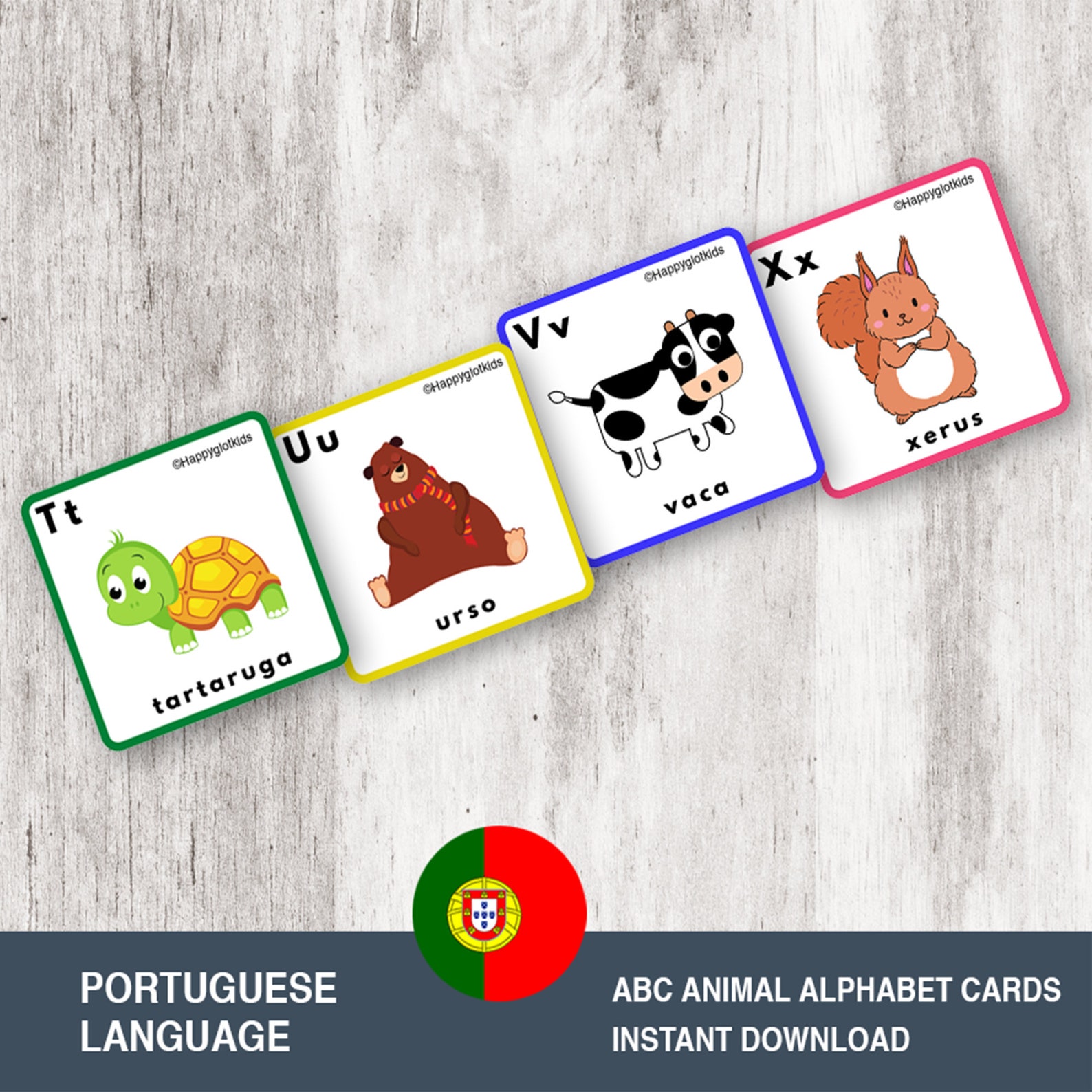 Portuguese Animal Alphabet Cards | Portuguese Alphabet Flashcards ...