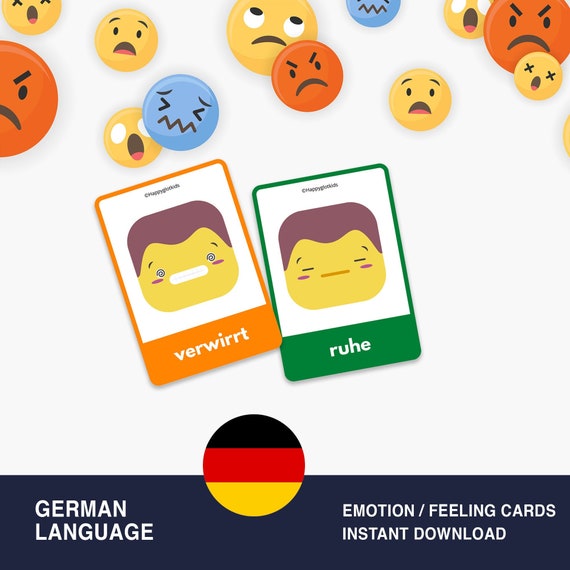 German Emotion Feeling Cards German Flashcards Playroom - Etsy UK