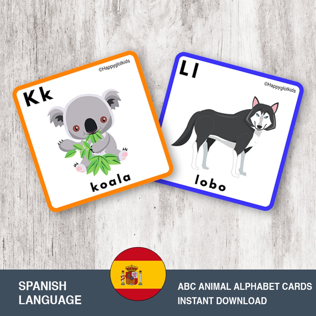 Spanish Animal Alphabet Cards Spanish Alphabet Flashcards Playroom ...