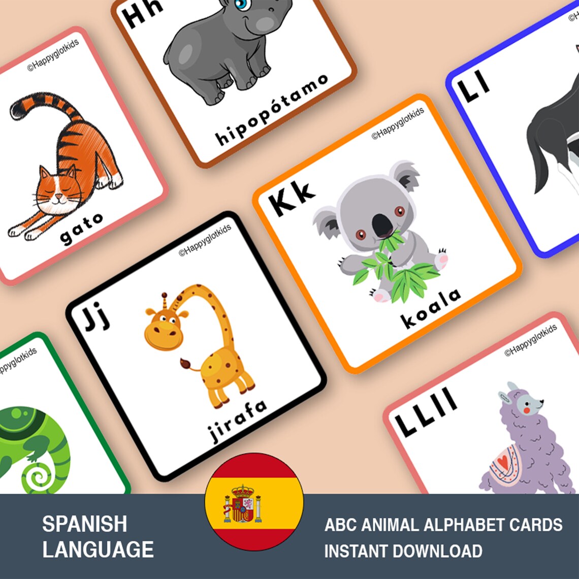 Spanische Tier Alphabet Karten Spanische Alphabet Flashcards - Etsy.de