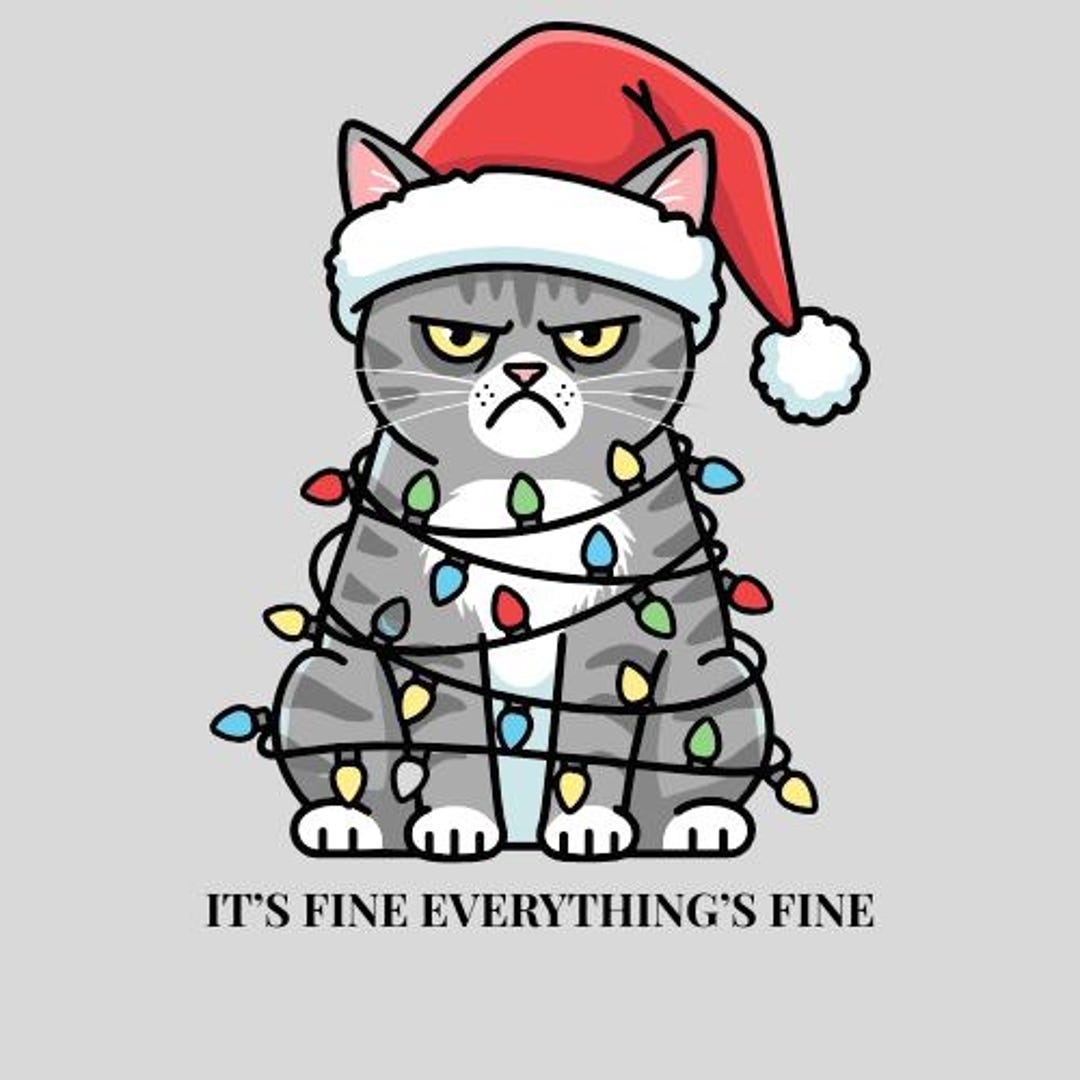 It's Fine Everything's Grumpy Christmas Cat PNG - Etsy