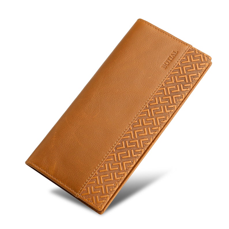 Men's Genuine Bifold Leather Long Wallet With Zipper - Etsy
