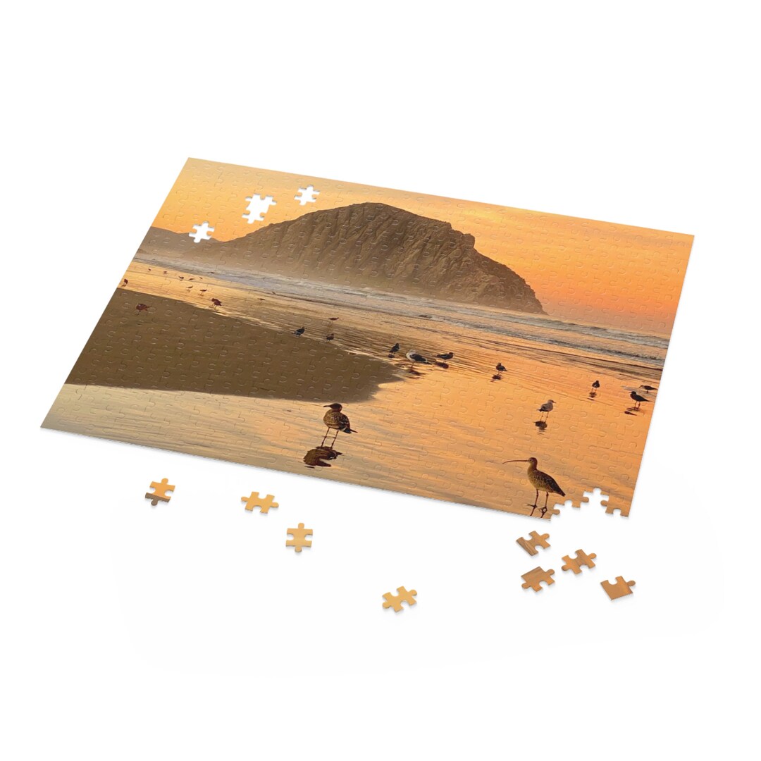 Morro Bay Sunrise Jigsaw Puzzle: Birds at Morro Rock - Etsy