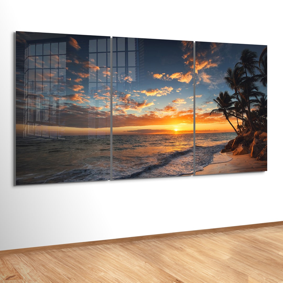 Extra Large Modern Glass Wall Art, Colorful Panoramic Wall Decor Living ...