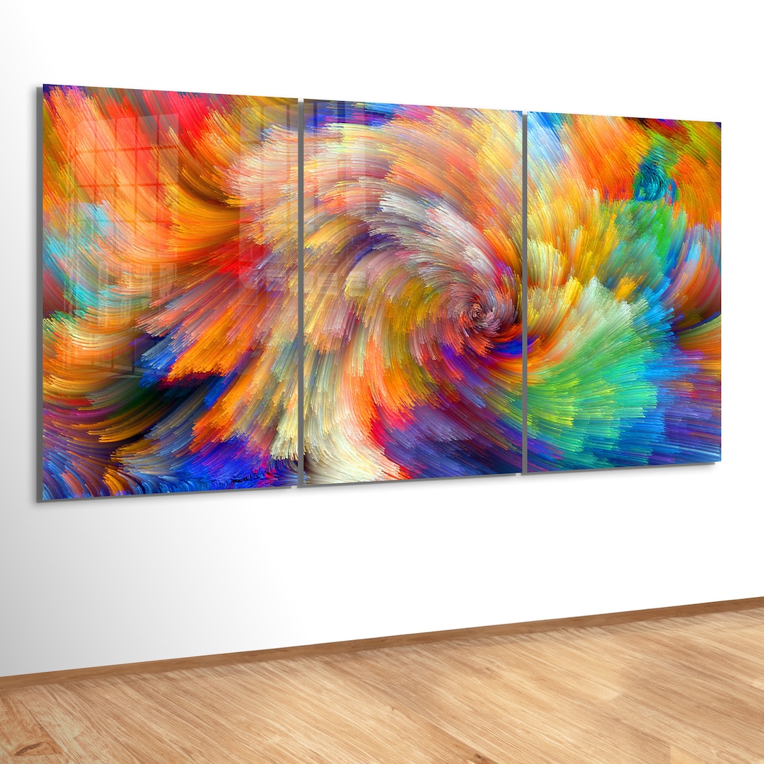 Extra Large Modern Glass Wall Art, Colorful Panoramic Wall Decor Living ...