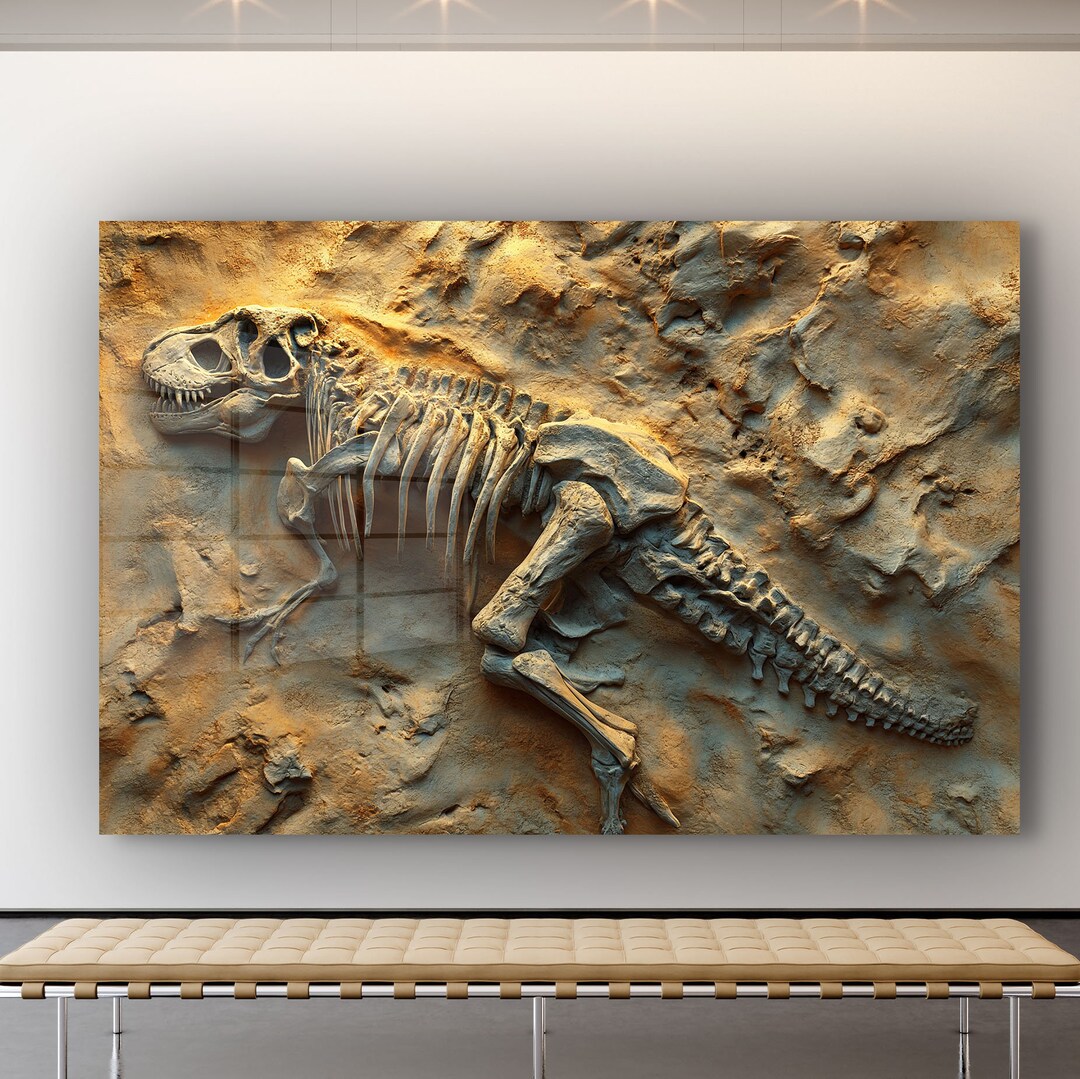 Tempered Glass Wall Art, Modern Extra Large Wall Decor, Trex Dinosaur ...