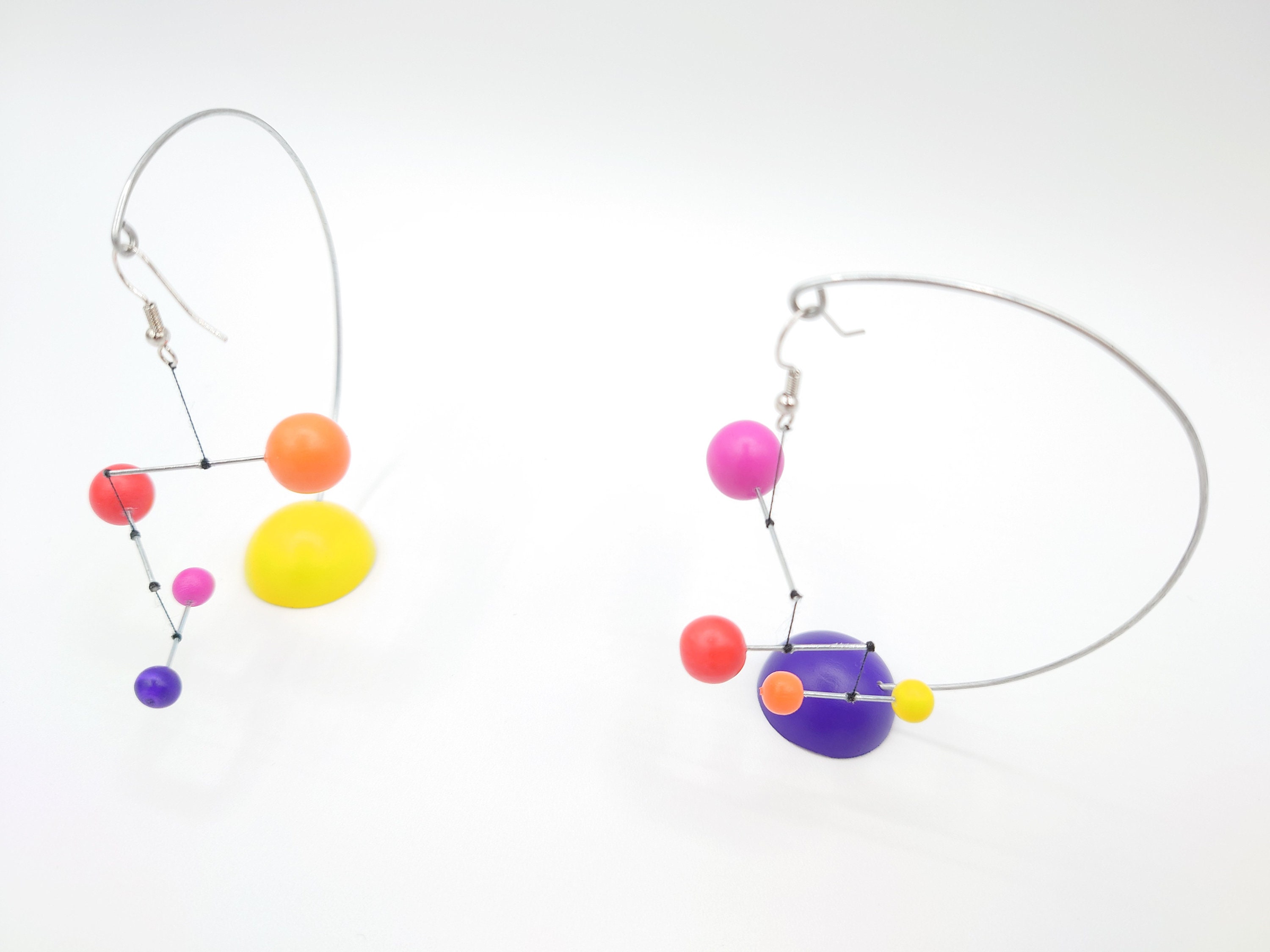 Mobile Earrings Multi Colored Ball Earrings Miniature Stabile Sculpture ...