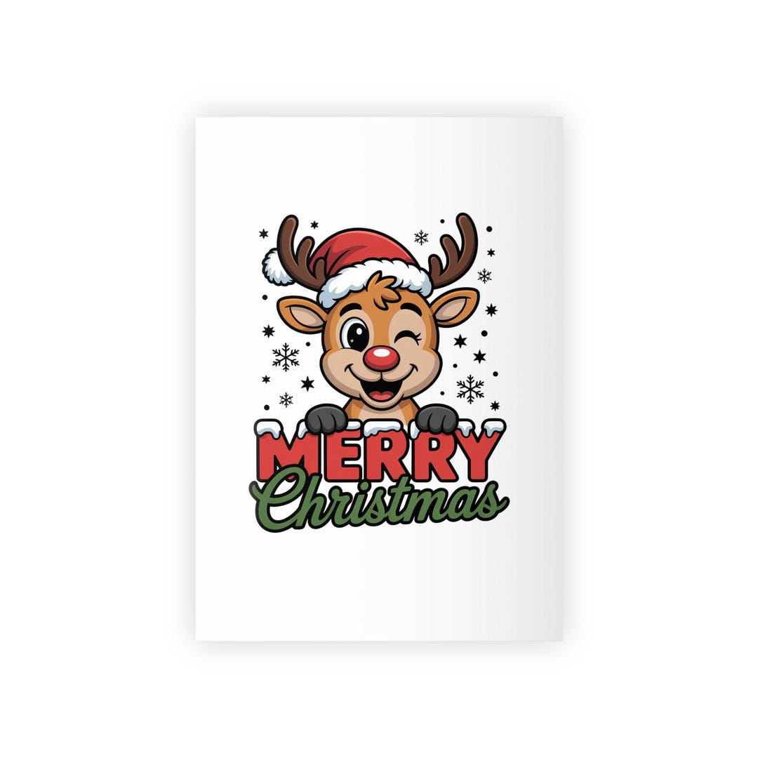 Winking Reindeer Santa Hat Christmas Wrapping Paper Roll - Etsy