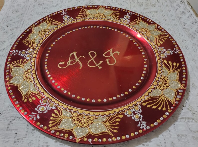 Henna Charger Plate Decorative Plate Indian Wedding Decor | Etsy