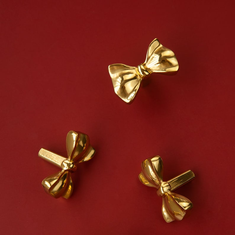 Brass Bow Drawer Knobs Pulls Dresser Knobs Kitchen Knobs - Etsy