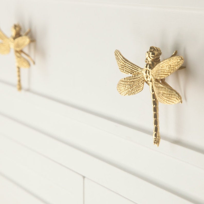 Unique Brass Dragonfly Knobs Drawer Knobs Pulls Kitchen - Etsy