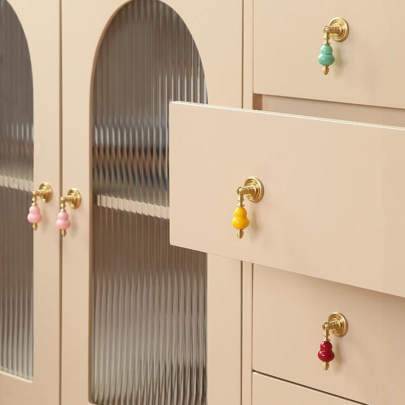 Unique Vintage Brass Ceramic Cute Knobs Drawer Knobs, Kitchen Cabinet ...
