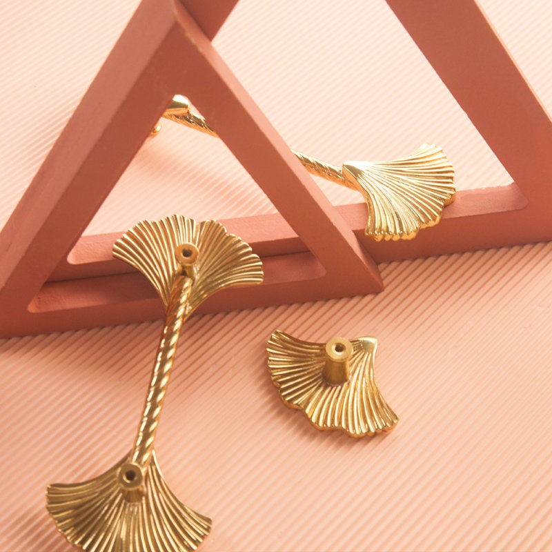 Gold Ginkgo Brass Pulls 3.75" 5" Drawer Handles Knobs Dresser Knobs Cabinet Pulls Knobs Wardrobe ...