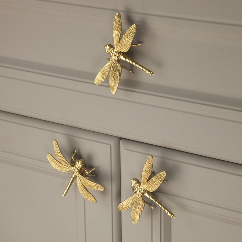 Unique Brass Dragonfly Knobs Drawer Knobs Pulls Kitchen - Etsy