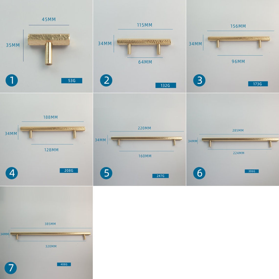 Hexagon Hammered Handles Brass Solid Handmade Drawer Knobs | Etsy