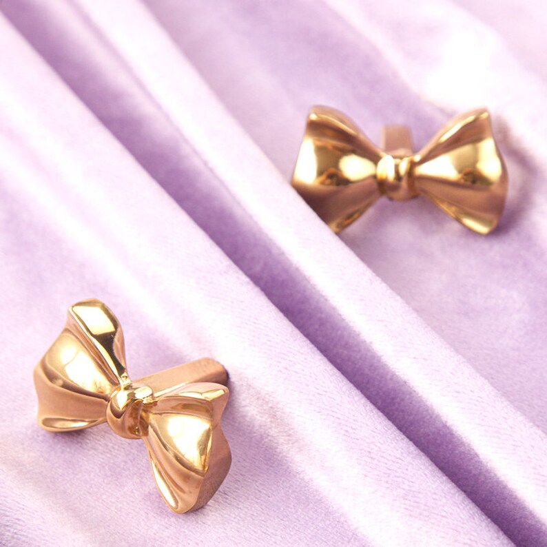 Brass Bow Drawer Knobs Pulls Dresser Knobs Kitchen Knobs Cabinet Pulls ...