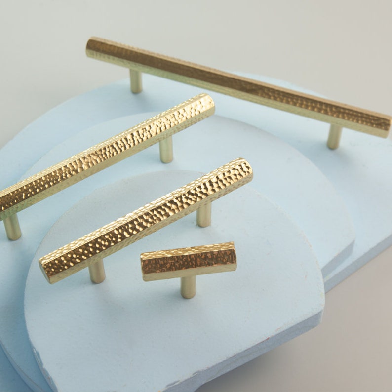 Hexagon Hammered Handles Brass Solid Handmade Drawer Knobs Pulls ...