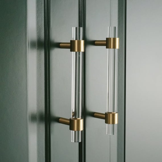 Clear Acrylic Knobbrass Cabinet Knobmodern Drawer Pull | Etsy