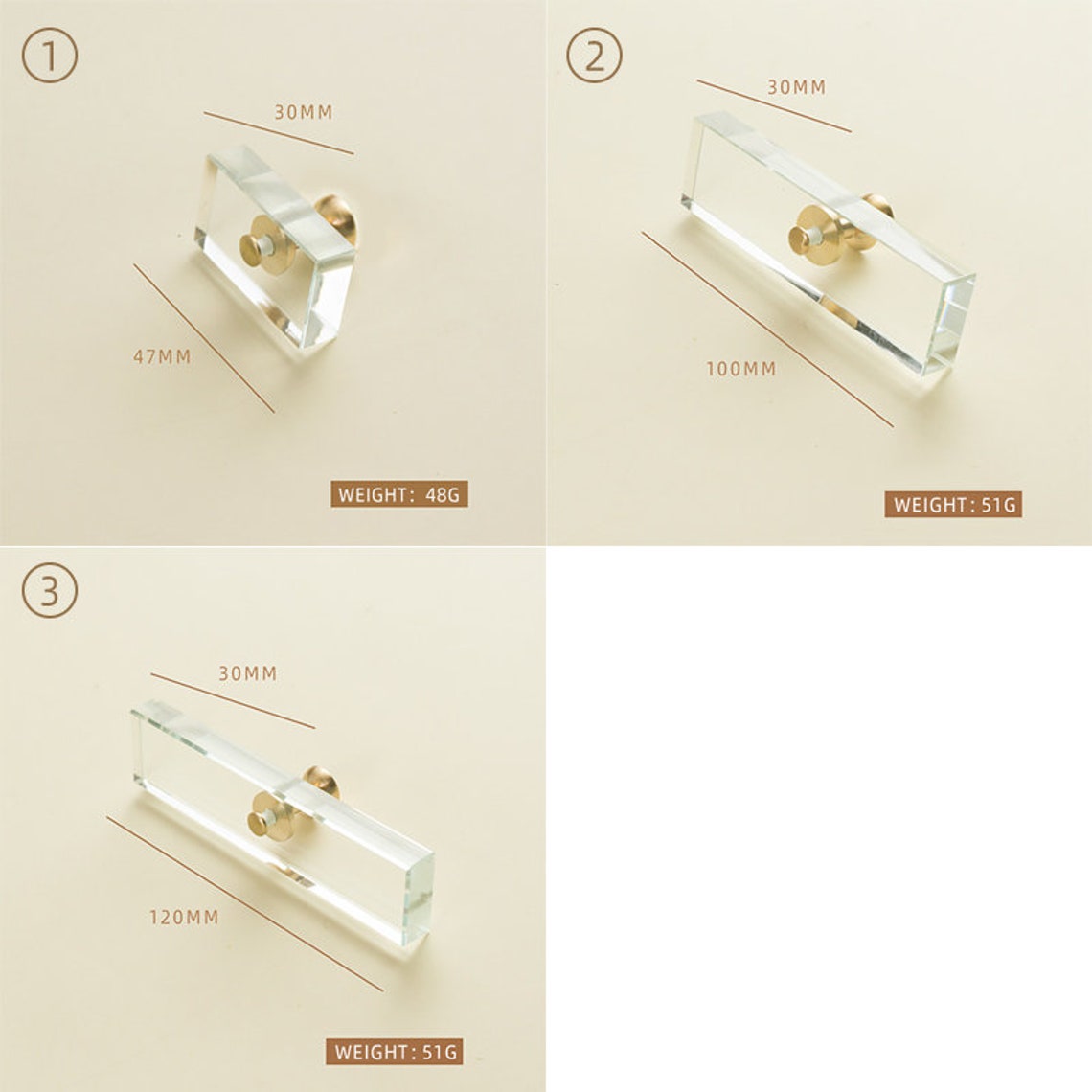 Clear Brass Drawer Knobs Handles Acrylic Dresser Knob Crystal Knobs ...