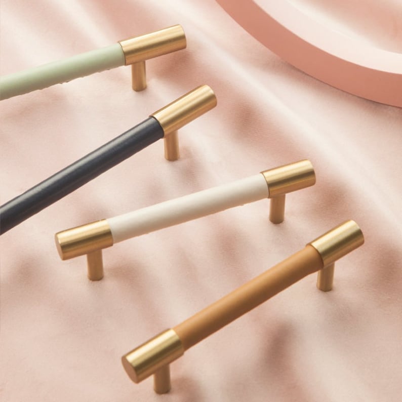 Brass Leather Cabinet Pulls Drawer Pulls Knobs Handles Solid - Etsy