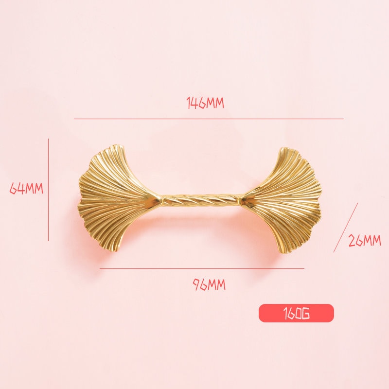 Gold Ginkgo Brass Pulls 3.75" 5" Drawer Handles Knobs Dresser Knobs Cabinet Pulls Knobs Wardrobe ...