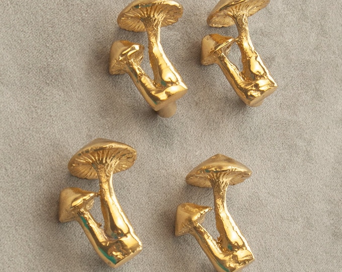 Mushroom Brass Knobs and Pulls/plant Mushroom Drawer Knobs/custom ...
