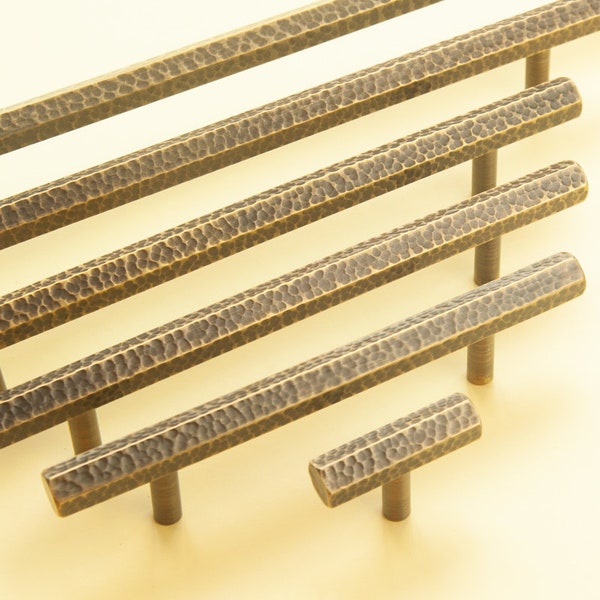 Antique Brass Hammered Cabinet Pulls - Etsy