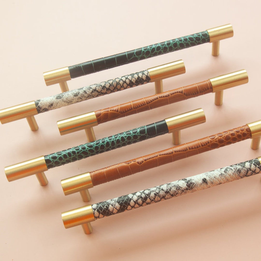 Brass Leather Cabinet Pulls, Drawer Pulls Knobs Handles, Solid Brass Dresser Knobs Handle ...