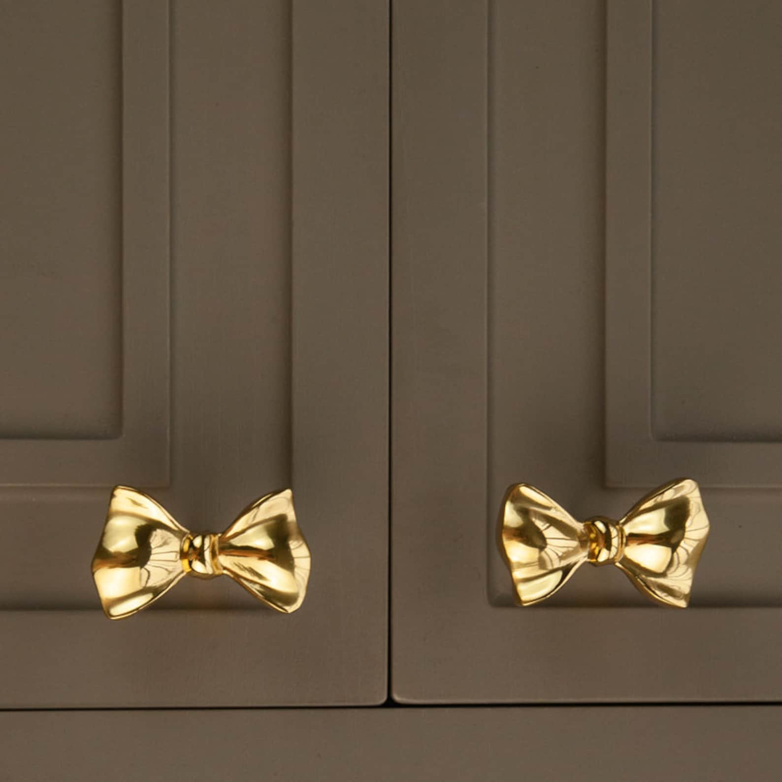 Brass Bow Drawer Knobs Pulls Dresser Knobs Kitchen Knobs Cabinet Pulls ...