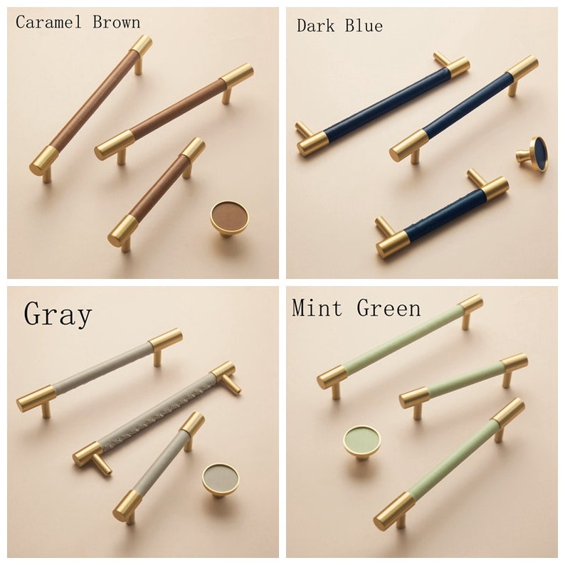 Brass Leather Cabinet Pulls Drawer Pulls Knobs Handles Solid - Etsy
