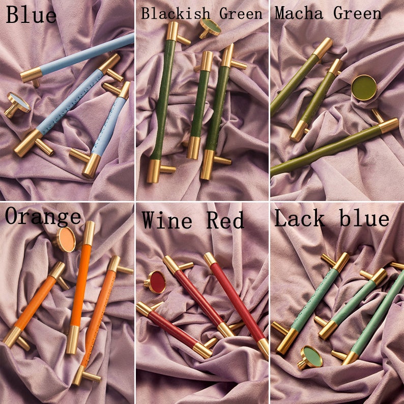 Brass Leather Cabinet Pulls Drawer Pulls Knobs Handles Solid - Etsy