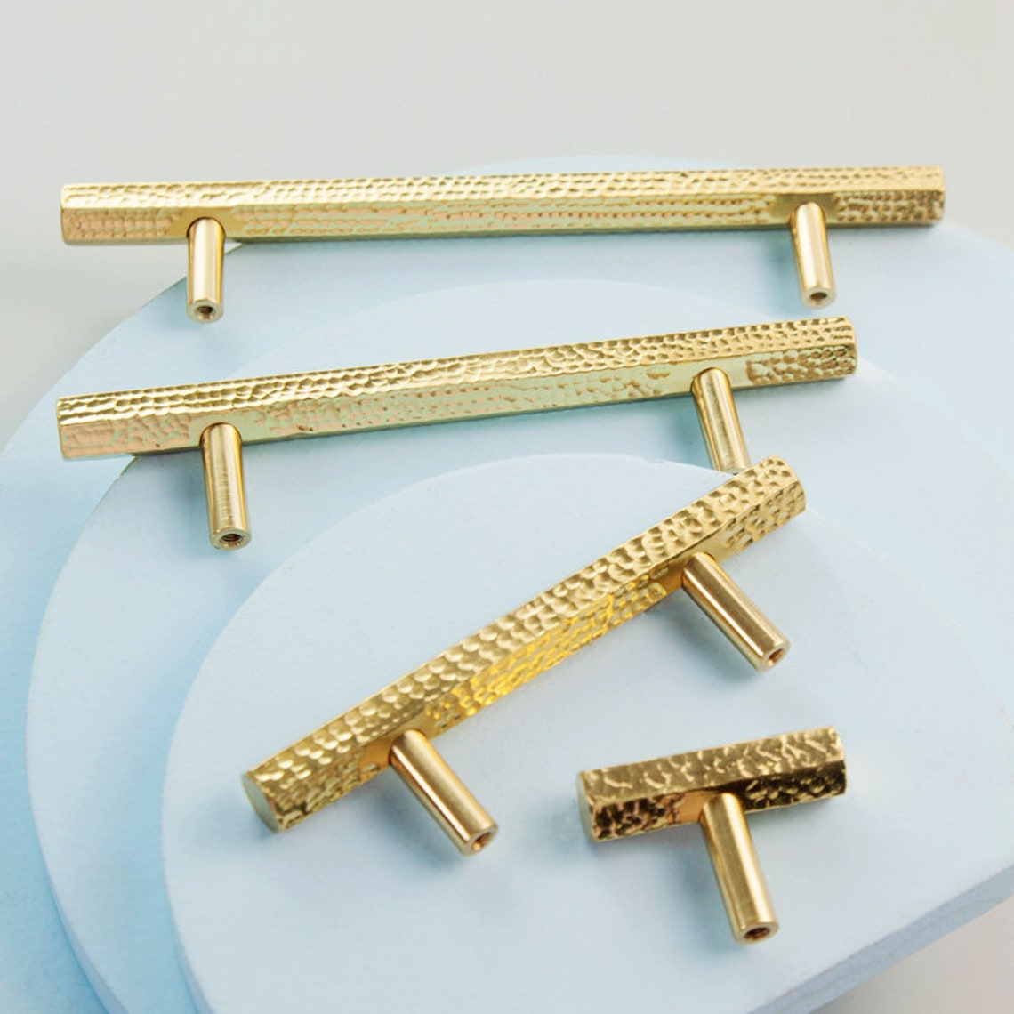 Hexagon Hammered Handles Brass Solid Handmade Drawer Knobs Pulls ...