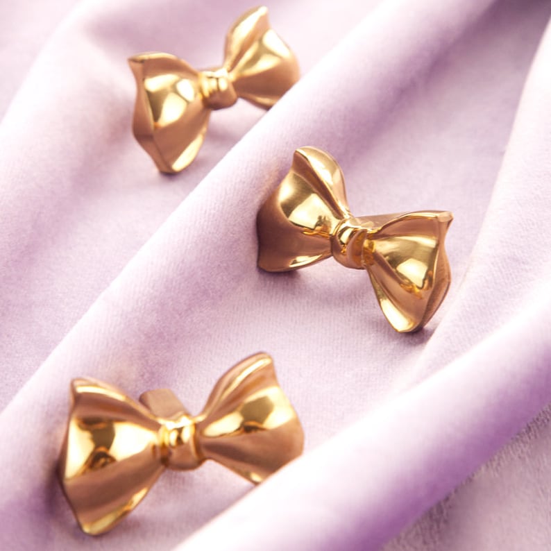 Brass Bow Drawer Knobs Pulls Dresser Knobs Kitchen Knobs Cabinet Pulls ...