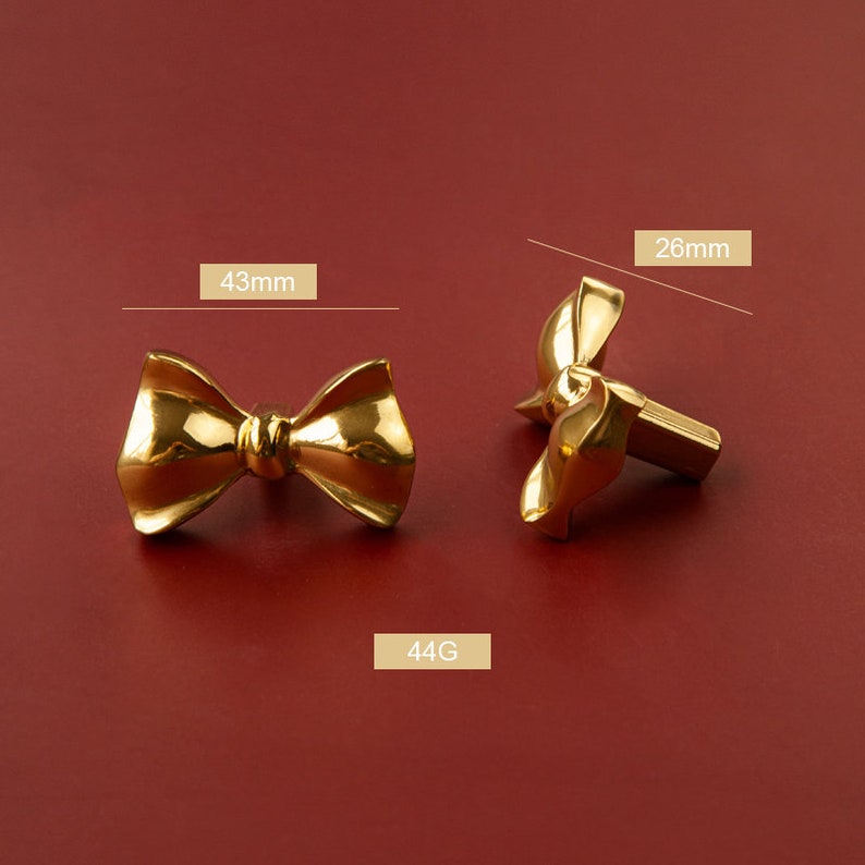 Brass Bow Drawer Knobs Pulls Dresser Knobs Kitchen Knobs Cabinet Pulls ...
