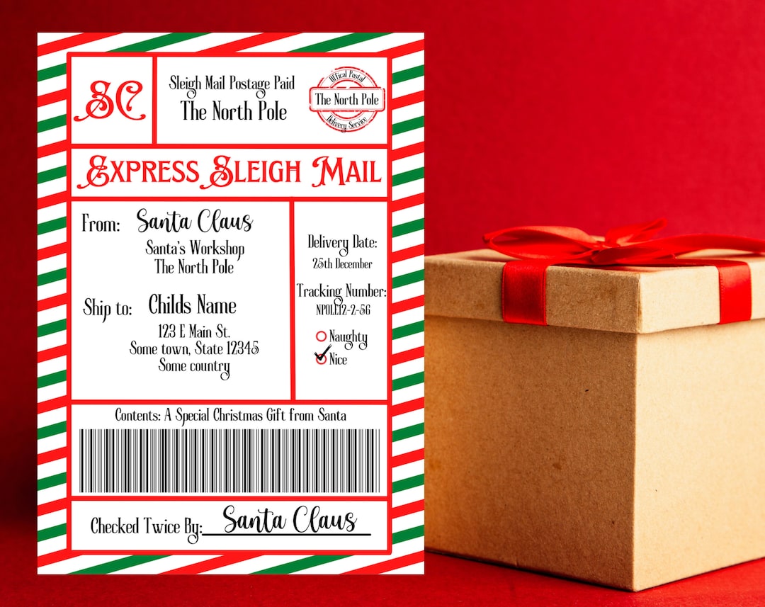 Santa Package Label, Santa Mailing Label, Santa Label, North Pole Mail ...