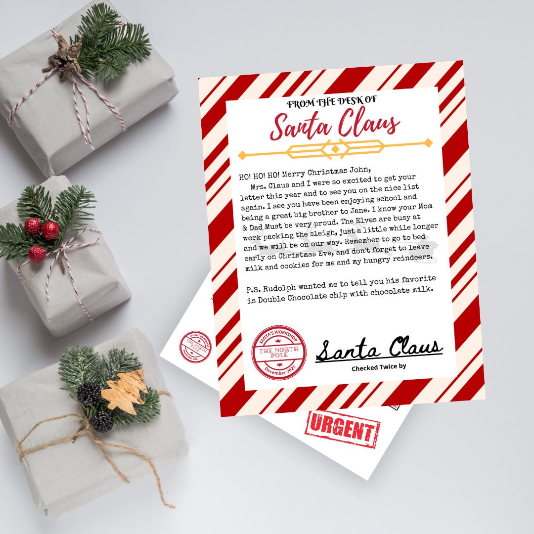 Letter From Santa, Customizable, Digital Download, Santa Response - Etsy