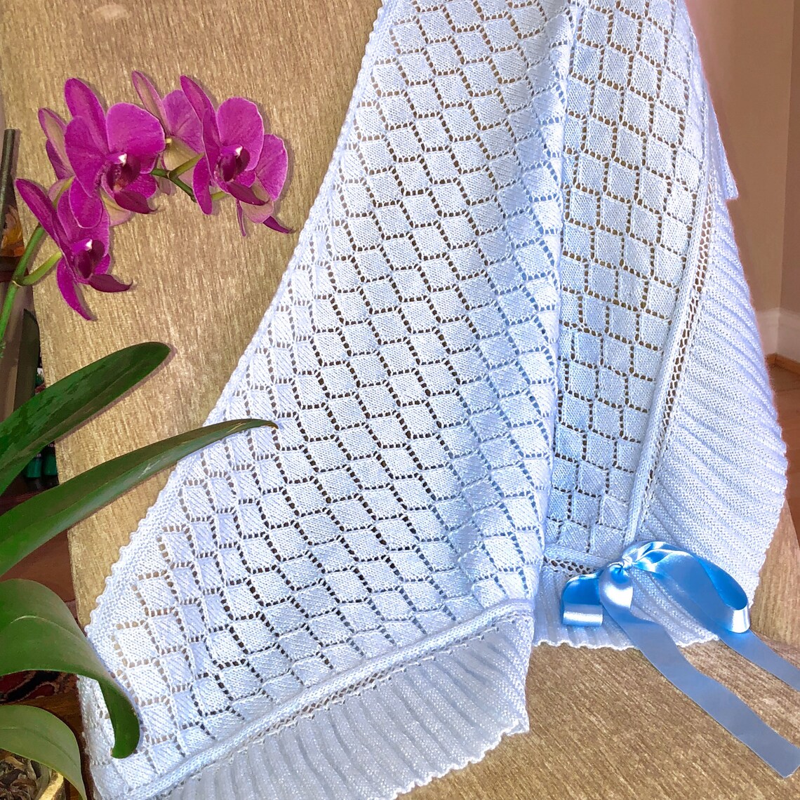 Diamond BABY BLANKET Knitting Pattern 107 Soft Baby Shawl - Etsy