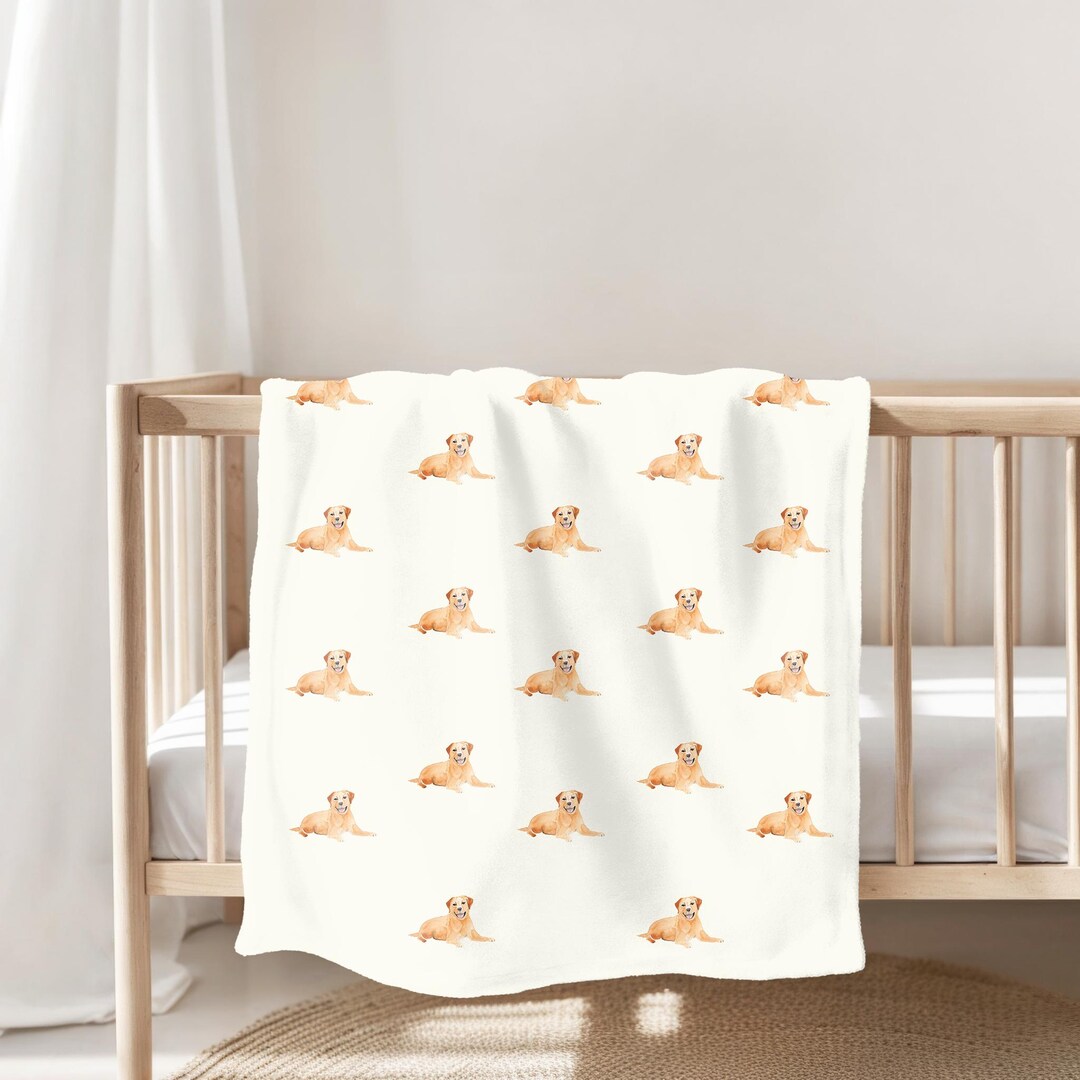 Watercolor Yellow Labrador Blanket Yellow Lab Baby Blanket Lab Swaddle ...