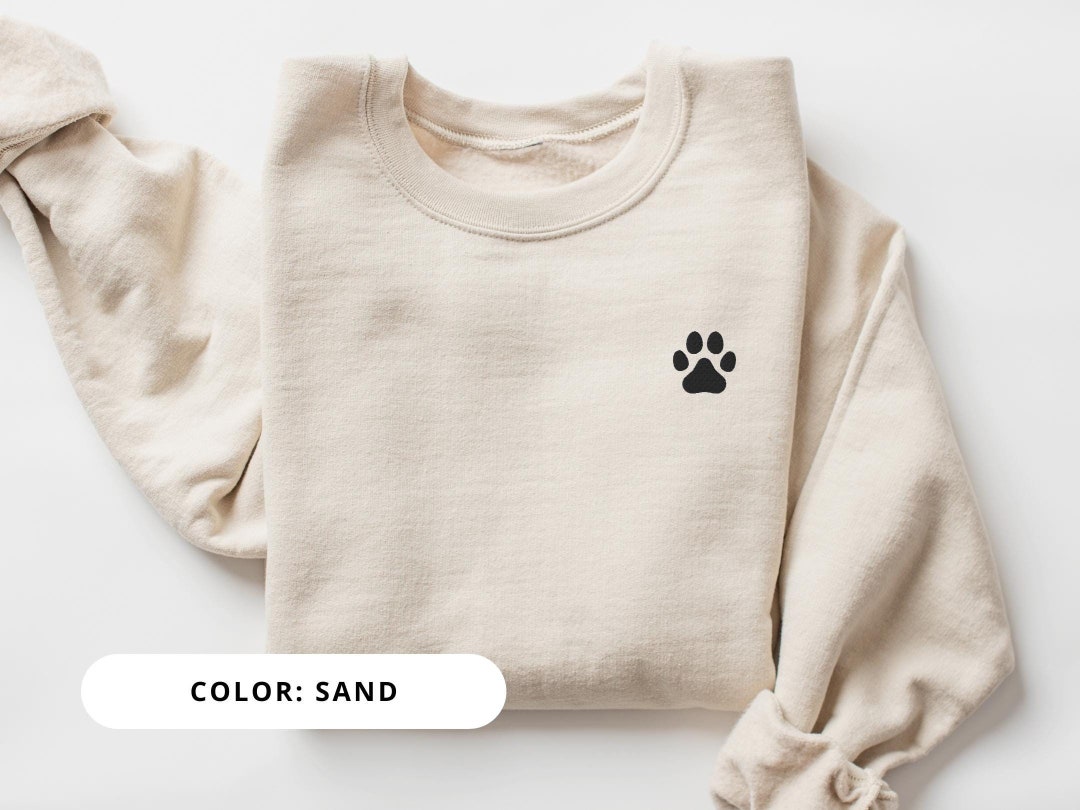Embroidered Paw Print Sweatshirt Dog Paw Print Cat Paw Print Dog Lover ...