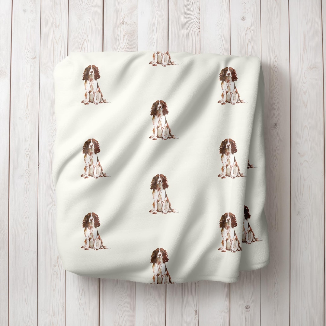 Watercolor English Springer Spaniel Minky Fleece Blanket Brown and ...