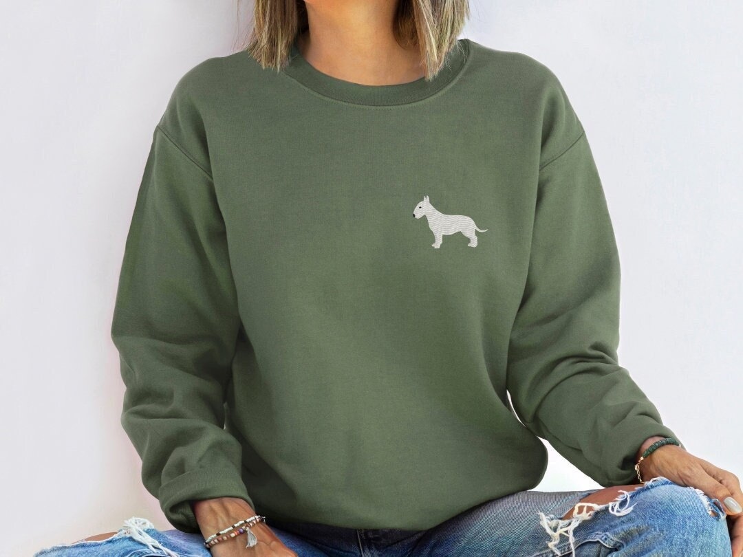Embroidered Sweatshirt, Bull Terrier, Bull Terrier Mom Crewneck, Bull ...