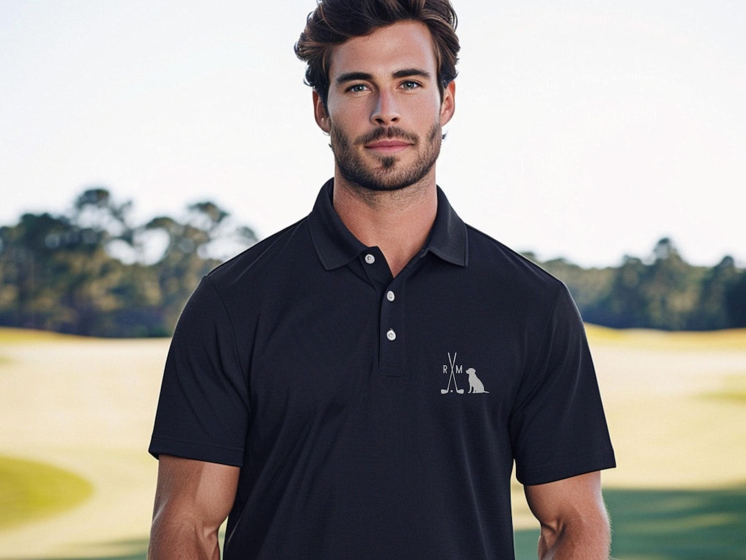Embroidered Labrador Dog Polo Shirt Personalized Golf Polo Shirt Black ...
