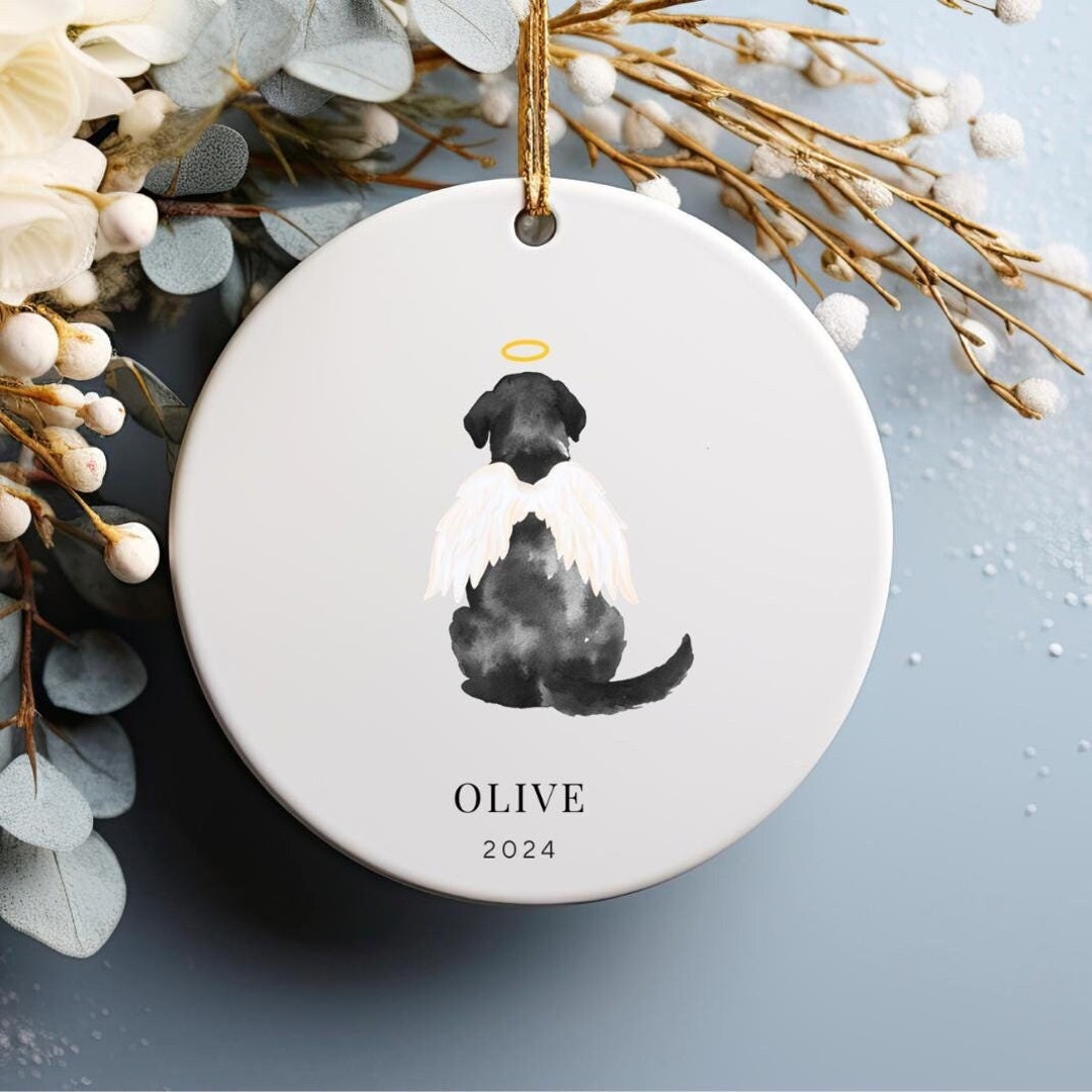 Personalized Black Lab Angel Ornament Dog Loss Christmas Ornament Black ...