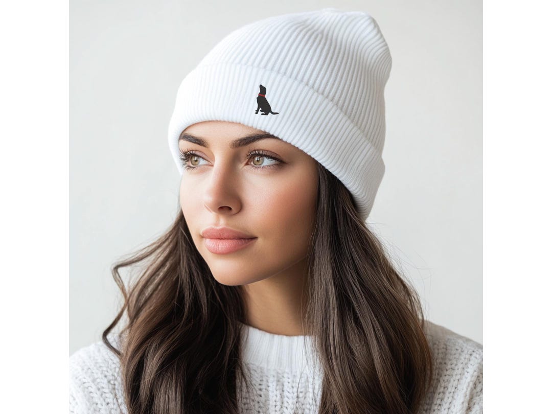 Embroidered Black Labrador Knit Beanie Black Lab Winter Hat Labrador ...