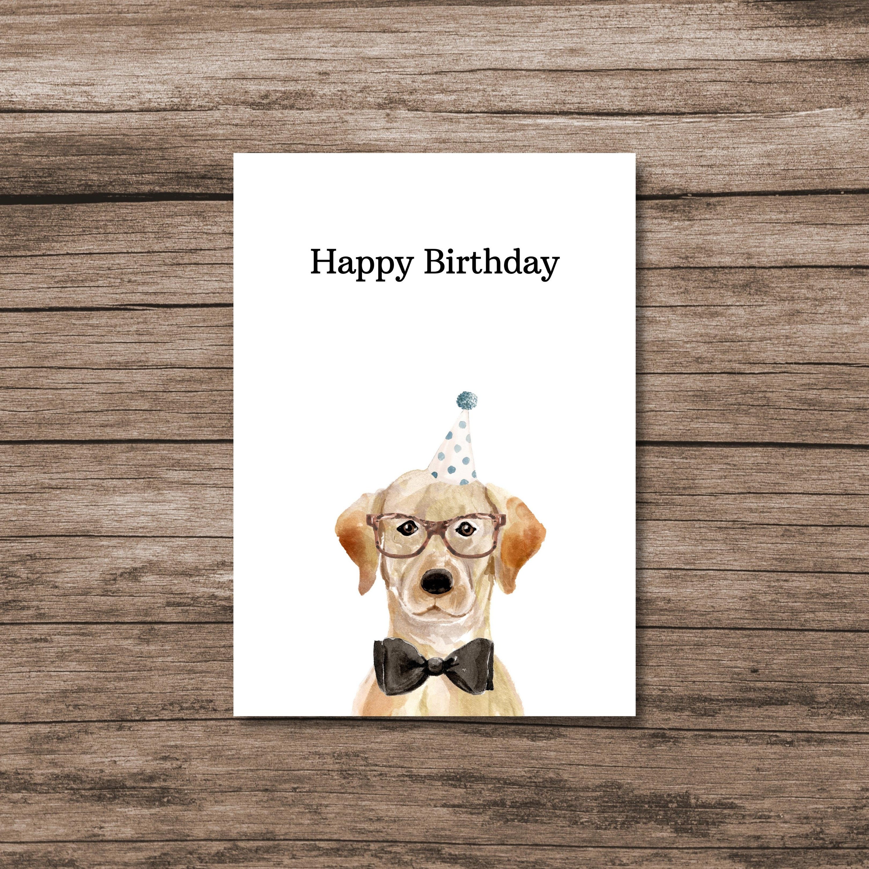 Printable Birthday Card, Yellow Labrador, Birthday Card From Dog, 7x5 ...