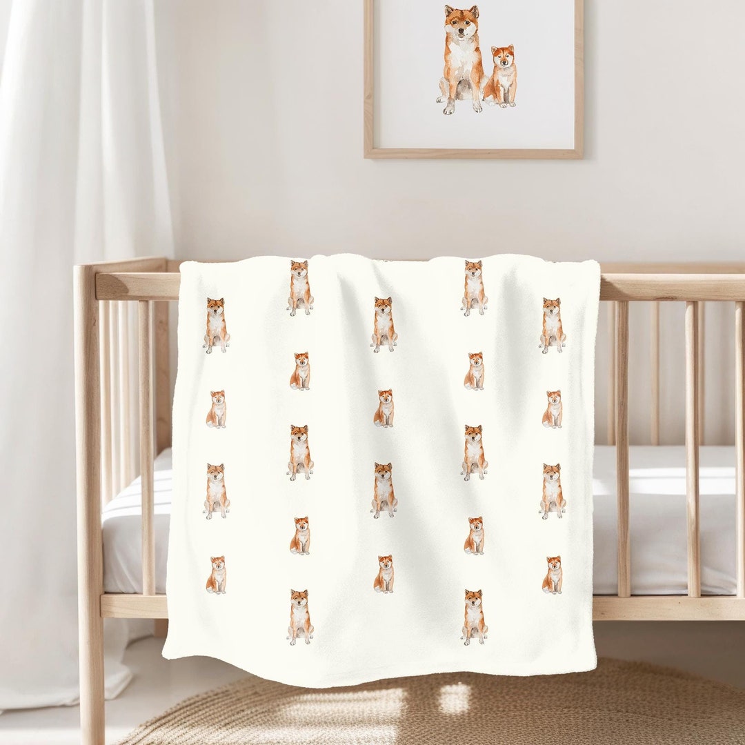 Watercolor Shiba Inu Blanket Shiba Inu Baby Blanket Shiba Inu Themed ...