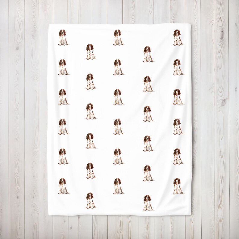 Watercolor English Springer Spaniel Minky Fleece Blanket Brown and ...
