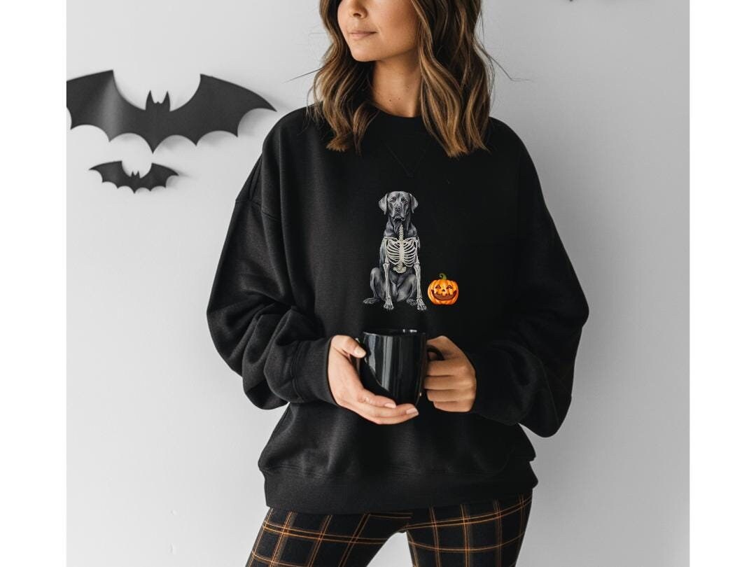 Spooky Labrador Sweatshirt Spooky Skeleton Black Lab Crewneck Labrador ...